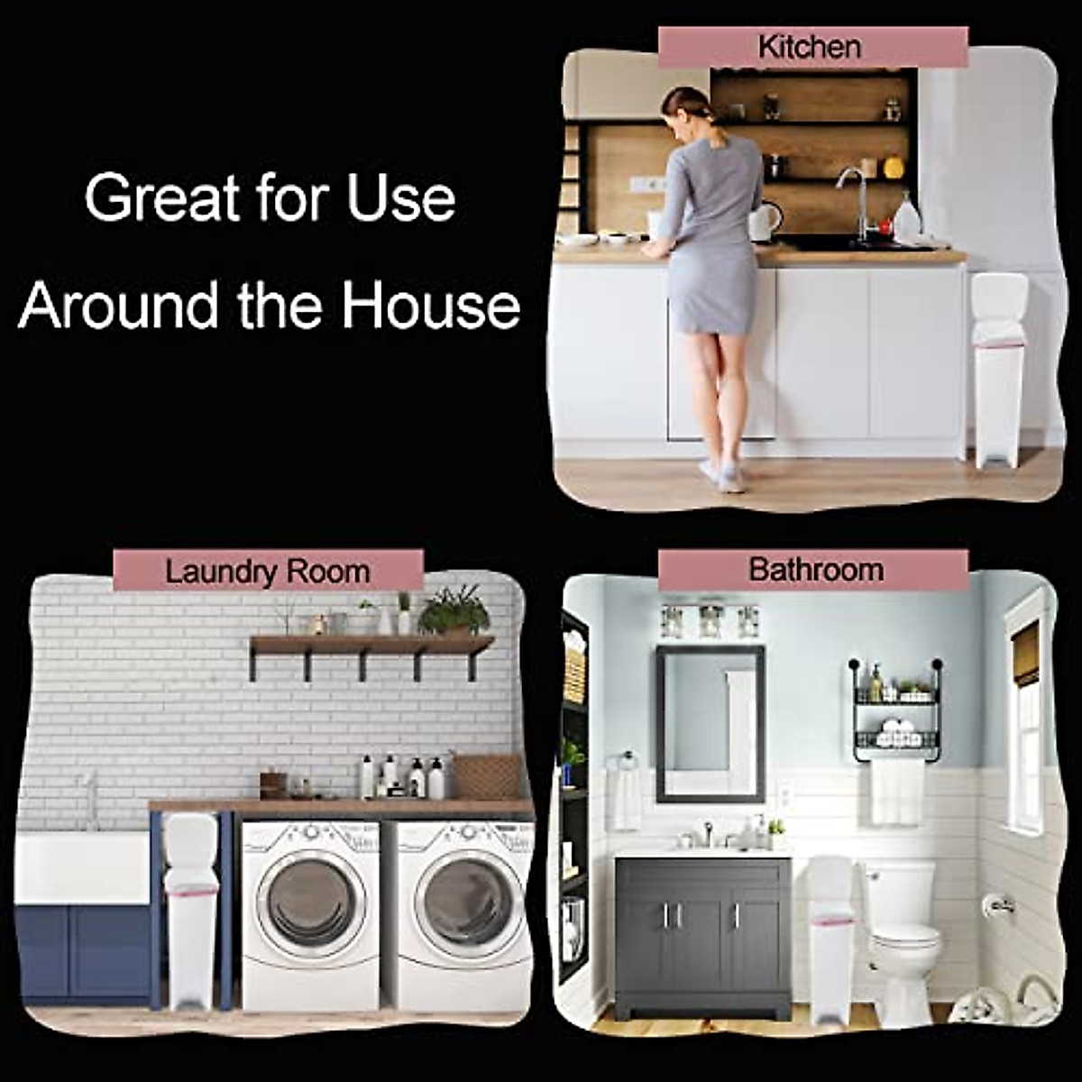 Sterilite Slim Trash Can with Lid, Step On 11 Gal White Kitchen Garbage Can for Bathroom, Bedroom, Home, and Outdoor, Wholesalehome Microfiber Cleaning Cloth Included