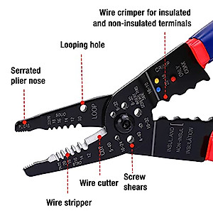 WORKPRO Wire Stripper Set, 8-Inch Multi-Tool Stripper and 8-Inch Self-Adjusting Wire Stripper Set for Stripping, Cutting and Crimping