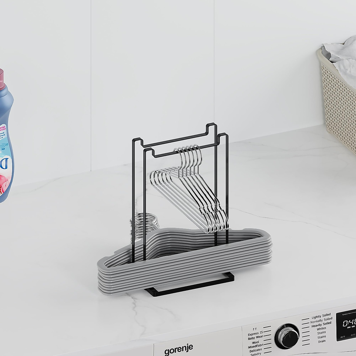 Thipoten Hanger Organizer, Adjustable Metal Hanger Stacker for Adults and Children, Holding up to 55 velvet/wire/plastic hangers, Perfect Space Saver for Closet Laundry Room (Black, 2Pack)