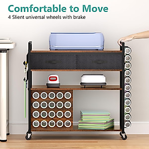 ousamili Organizers and Storage Craft Table Compatible with Cricut Machines, Multi-Functional Large Sturdy Storage Cart with Vinyl Roll Holder, Fantastic Storage for Craft Machines Organization