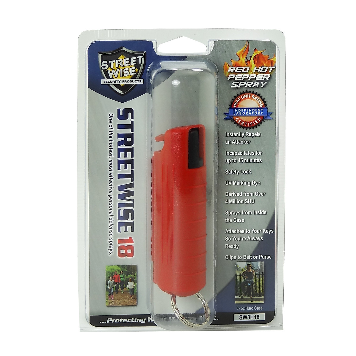 Streetwise Lab Certified 18 Pepper Spray 1/2 Oz Hardcase Black