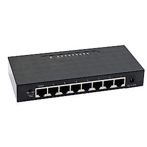 8 Port Gigabit Switch，Unmanaged 10/100/1000Mbps Network Hub Ethernet Splitter,Plug and Play,Quiet Fanless,for Office and Home Entertainment.