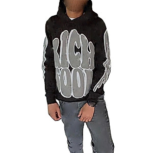 Sunwittafy Y2k Hoodie Men Women Letter Graphic Zip Up Hoodie Star Grunge Pullover Harajuku Sweatshirt Streetwear Jacket E-black