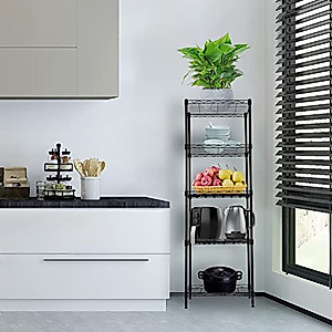 GIOTORENT 5-Wire Shelving Storage Garage Organizer, Adjustable Metal Shelf Wire Shelving Rack for Laundry Bathroom Kitchen Pantry Closet, Matt Black