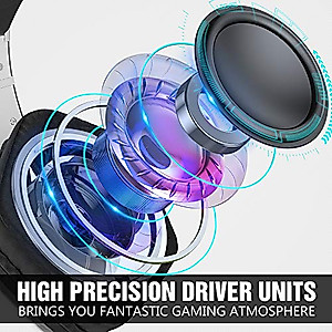 BENGOO G9700 Gaming Headset Headphones for PS4 PS5 Xbox One PC Controller, Noise Canceling Over Ear Headphones with Mic, White LED Light, Bass Surround Sound for Sega Genesis Game Boy