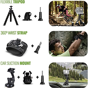 GoPro HERO12 Black Creator Edition - includes Volta (Battery Grip, Tripod, Remote), Media Mod, Light Mod, Waterproof Action Camera + 64GB Card, 50 Piece Accessory Kit and 2 Extra Batteries