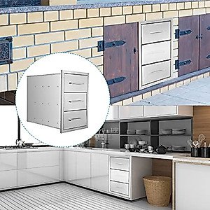 TELAM Stainless Steel Combined Drawer Cabinet 14 W x 21 H x 23 D Outdoor Kitchen Drawer Combo Stainless Steel Combination Cabinet 14 W x 21 H x 23 D Perfect for Outdoor Kitchen BBQ Island