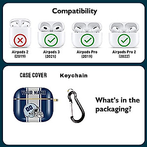 Custom Name & Number Football Helmet Case for AirPods Pro 3rd Generation Pro 2 (2019 2021 2022) Personalized Fans Gift Protective Air Pods Cover with Keychain for Dallas