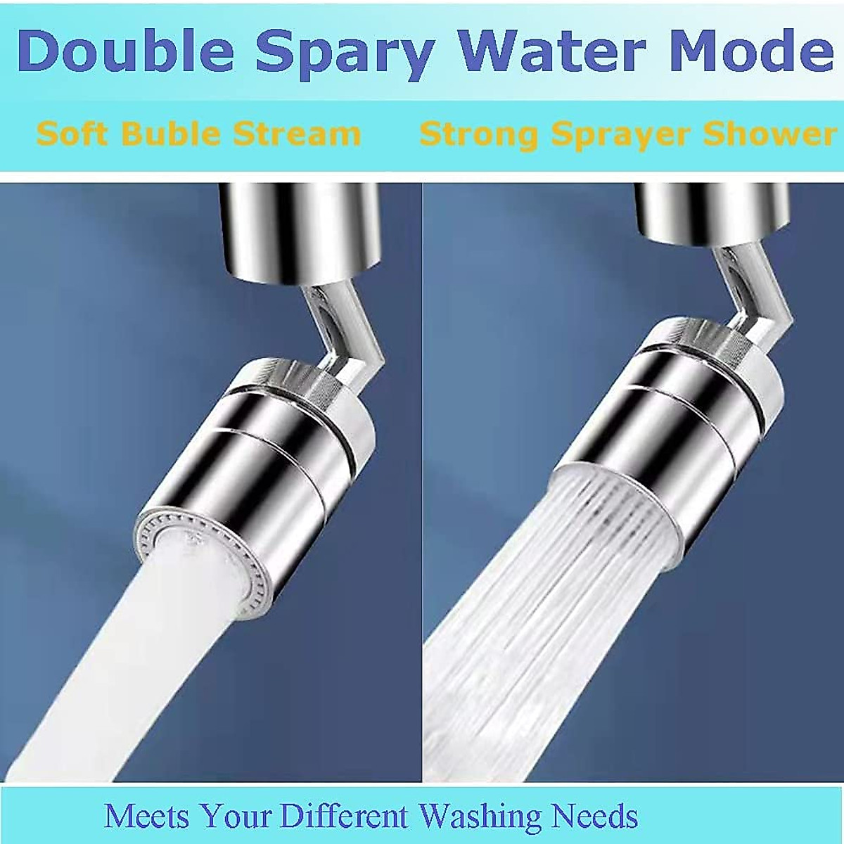 YUYIVEN 720 Degree Swivel Kitchen Sink Faucet Aerator, Dual Function Filter Faucet Head, 720 Rotating Faucet Extender for Bathroom, Flexible Faucet Sprayer Attachment