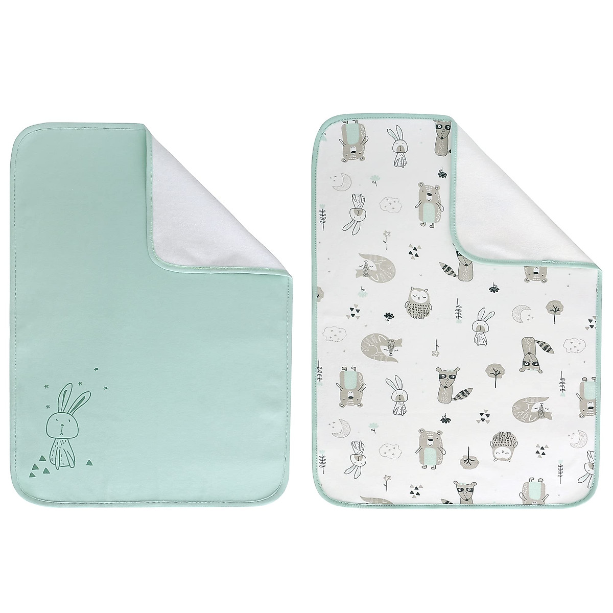 2Pcs Diaper Changing Pad Waterproof Baby Change Mats Bed Pads Washable Soft Cotton Reusable Underpads Incontinence Pad for Baby Toddler Kids Elderly Pet (L, Green)