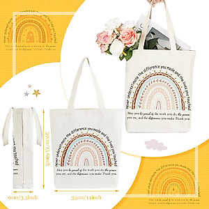 Pinkunn Thank You Gifts Canvas Tote Bag for Coworker Inspirational Appreciation Motivational Quotes for Women Employee Teacher (Rainbow Style,12 Pcs)