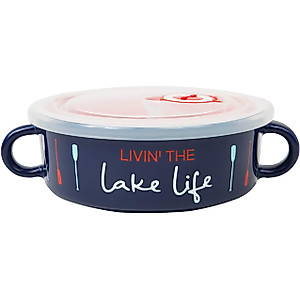 Pavilion - Livin' The Lake Life - 13.5 Oz Double Handled Soup Bowl With Lid