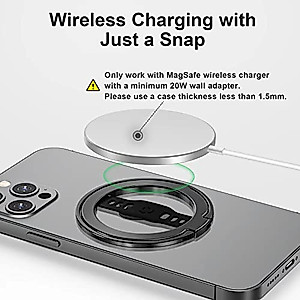 EWA The New MagOne (Upgrade) Compatible with MagSafe Phone Grip Stand with Silicone Finger Strap, Removable Magnetic Ring Holder Kickstand Loop, Only for iPhone 14, 13, 12 Pro/Max/Plus (Black)