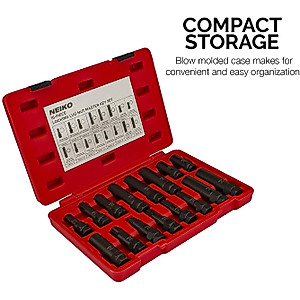 Neiko 02457A Lug-Nut Key Set, Wheel-Lock Removal Tool Kit for Aftermarket and Factory Wheel Tire Keys, SAE and Metric Lug Sockets, 16 Pieces