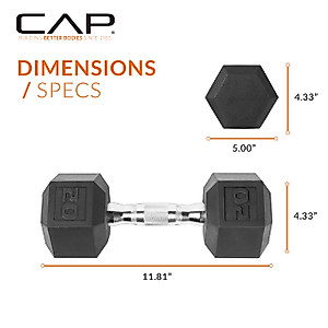 CAP Barbell 20 LB Pair Coated Hex Dumbbell Weight