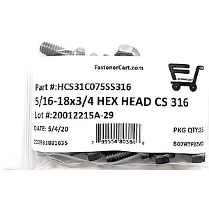 5/16-18x3/4 Stainless Steel Hex Cap Screws Hex Bolts 316 Marine Grade Stainless Steel (UNC) COARSE Thread - (25 pcs)