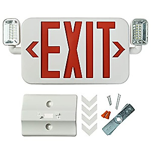 Ciata 6 Pcs. Ultra Bright Slim Rechargeable Indoor Exit Lights, Emergency Light Combo Sign Fixture Hardwired with Battery Powered Backup, Fire Exit Sign with Lights, Led Exit Signs with Battery Backup