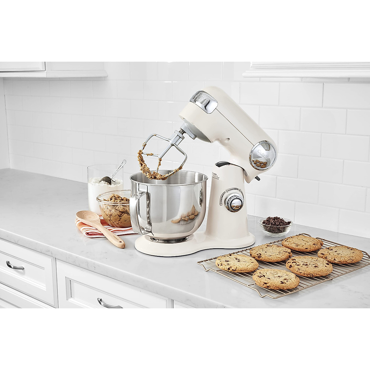 Cuisinart SM-50CRM Precision Master 5.5-Quart 12-Speed Stand Mixer, Coconut Cream & Fresh Fruit & Ice Cream Maker Attachment, White
