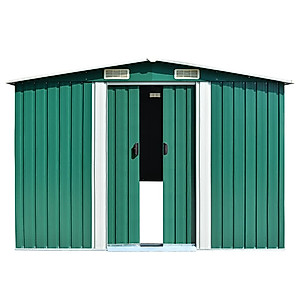 Outdoor Storage,Small Metal Shed,Tool Storage,for Garden,Backyard,Patio,Deck,Garden Shed 101.2" x 192.5" x 71.3" Metal Green