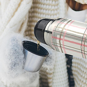 Stainless Steel Leather Vacuum Insulated Mug Cascading Plaid Thermos Water Bottle for Hot and Cold Drinks Kids Adults 16 Oz