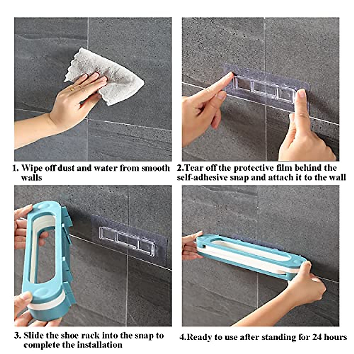 CARURLIFF Wall Mounted Shoe Rack Organizer for Bathroom, Over the Door 3 in 1 Foldable Slipper Rack (Grey)