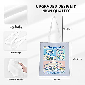 TAWVNUH Anime Tote Bag for Women and Girls Cute Aesthetics Cosmetic Bag Reusable Canvas Makeup Bag Shopping Bag Gym Bag Grocery Bag