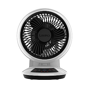 Lasko Whirlwind Orbital Motion Air Circulator Table Fan, 3 Speeds, Timer, Dark Mode, Remote Control for Small and Medium Sized Rooms, White, A12557