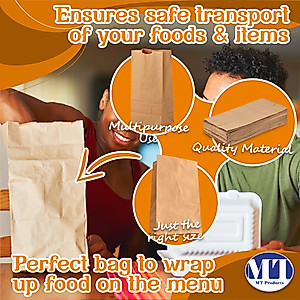MT Products Brown Paper Bags 8 lbs. - Disposable Paper Lunch Bags Perfect for Shopping - Pack of 100