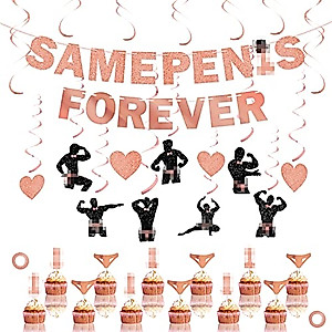 wilalolo Bachelorette Party Banner, Rose Gold Bachelorette Party decorations Men Dancer with Heart Hanging SwirlsDecorations Kit, Hen Party Banner Sign Decor wedding decorations bachelorette party supplies