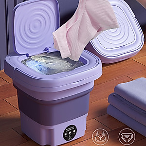 8L Large Capacity Portable Washing Machine Foldable Mini Washing Machine Half Automatic Small Washer for Baby Clothes|Underwear or Small Items-Apartments, Dorm, Camping, RV Travel laundry Purple