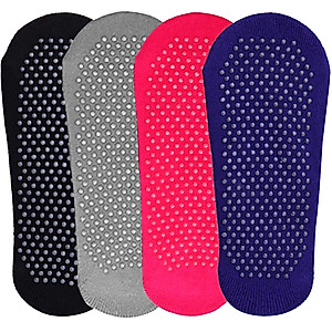 Hicdaw 4 Pairs Yoga Socks for Women Pilates Socks Non Slip Grip Socks for Pilates Ballet or Yoga Barefoot Workout Barre Socks