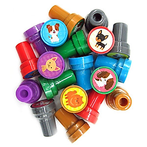 Tiny Mills 24 Pcs Dog and Puppies Stampers for Kids Assorted Stamps for Kids Self Ink Stamps Dog Puppy Birthday Party, Puppy Party Favors, Goody Bag Filler Treats, Classroom Rewards