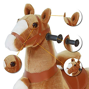 Ride On Horse Natural Mechanical Kids Real Walking Horse Small Unicorn Horse Toddlers Plush Pony Riding Horse for Age 3-6 (Brown, 3-6Years)