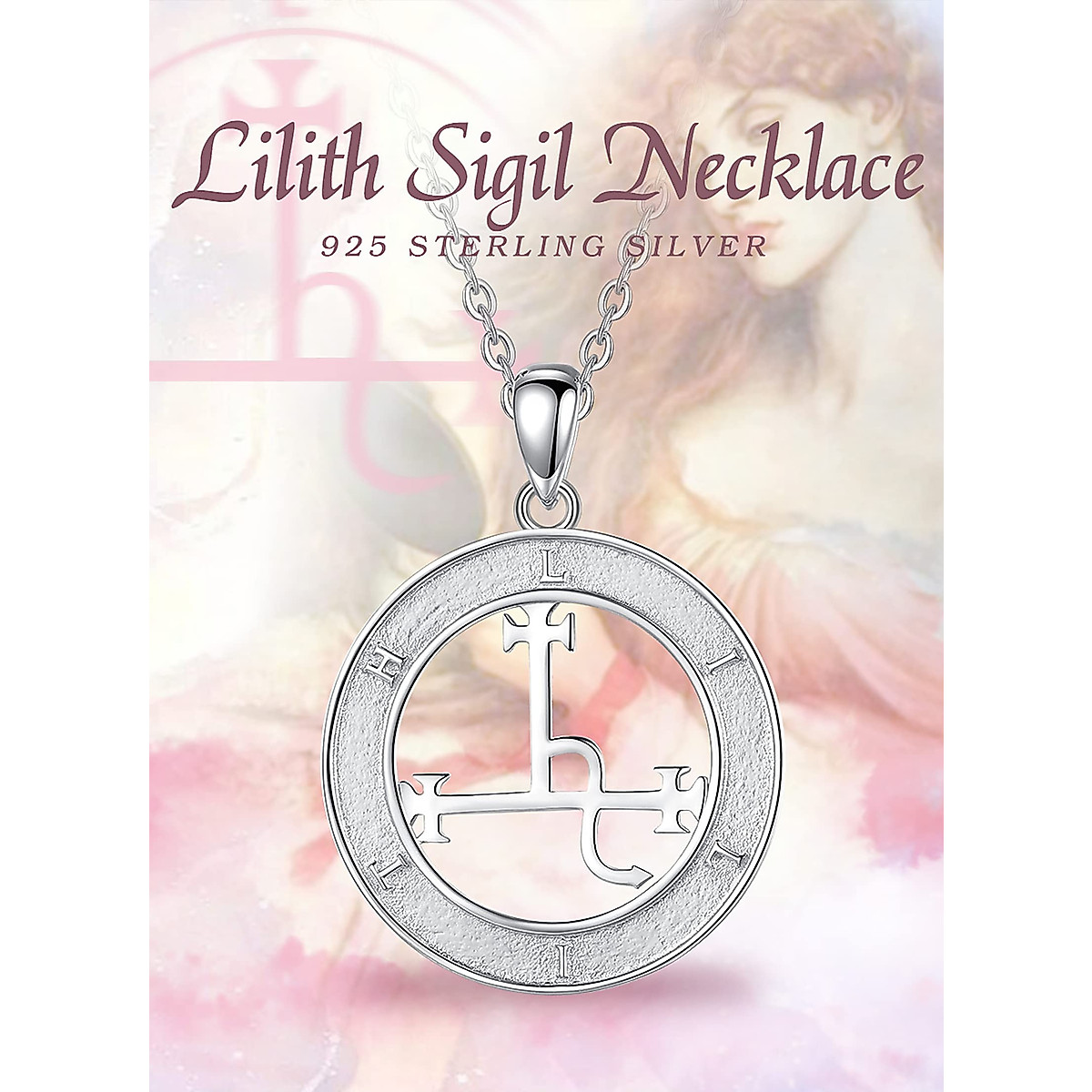 CELESTIA Lilith Necklace for Women Sterling Silver Pegan Jewelry Lilith Sigil Pegan Gifts for Women