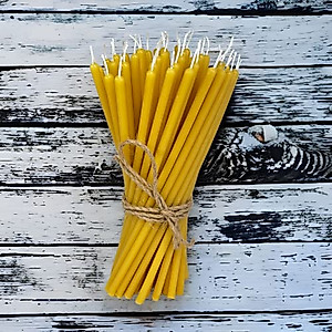 Pure Beeswax Church Candles, Orthodox Church Tapers 7.5 Inches (19 cm), Handmade, 50 candles