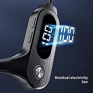 porfeet Wireless Earbud High Fidelity Intelligent Noise Reduction LED Digital Display Waterproof Bluetooth-Compatible 5.3 Real Bone Conduction Headphone for Sports Blue A