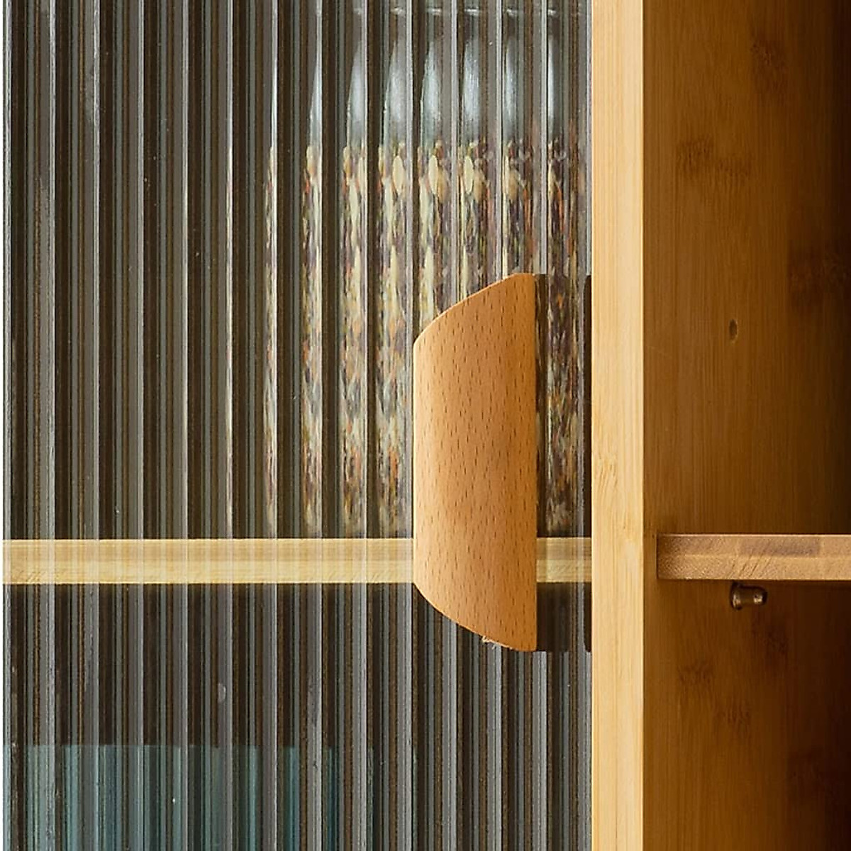 PHSP Wall Cabinet Solid Wood Storage Kitchen Condiment Dish Mounted Dining Table, Sofa Side Glass Sliding Door, 80*28*40cm