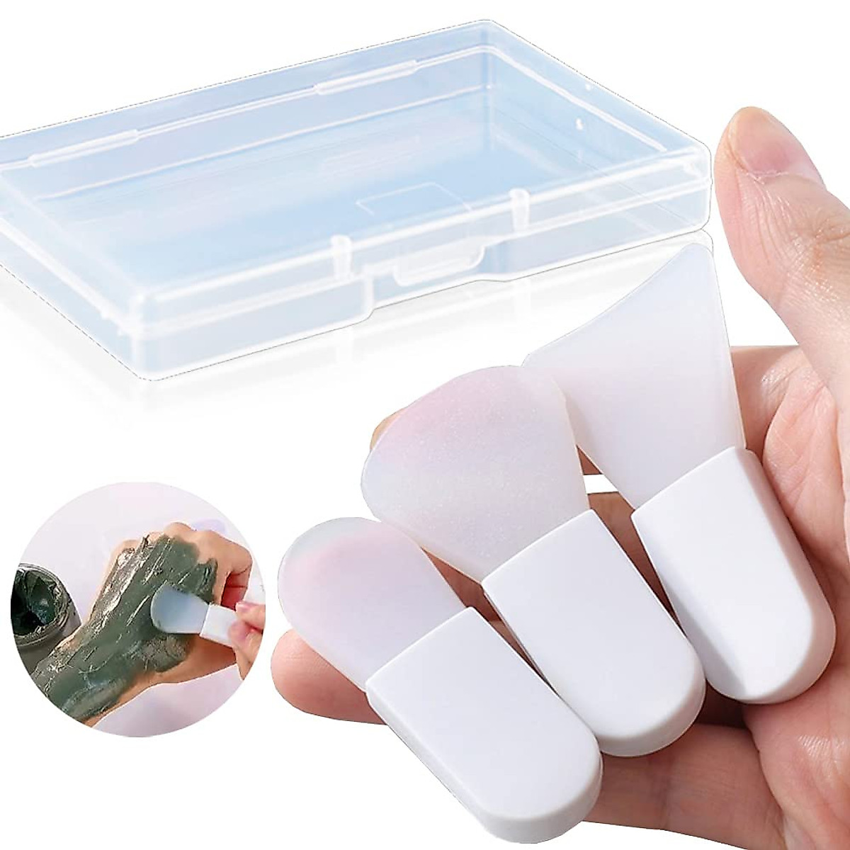 Face Mask Applicator Brushes, Mini Makeup Spatula Portable Beauty Tools Set for Facial Mud, Cosmetic Mask, Facial Clay, Eye Mask, Body Lotion, Body Butter, Serum, Cream. 3PCS Soft Silicone Brush Suit