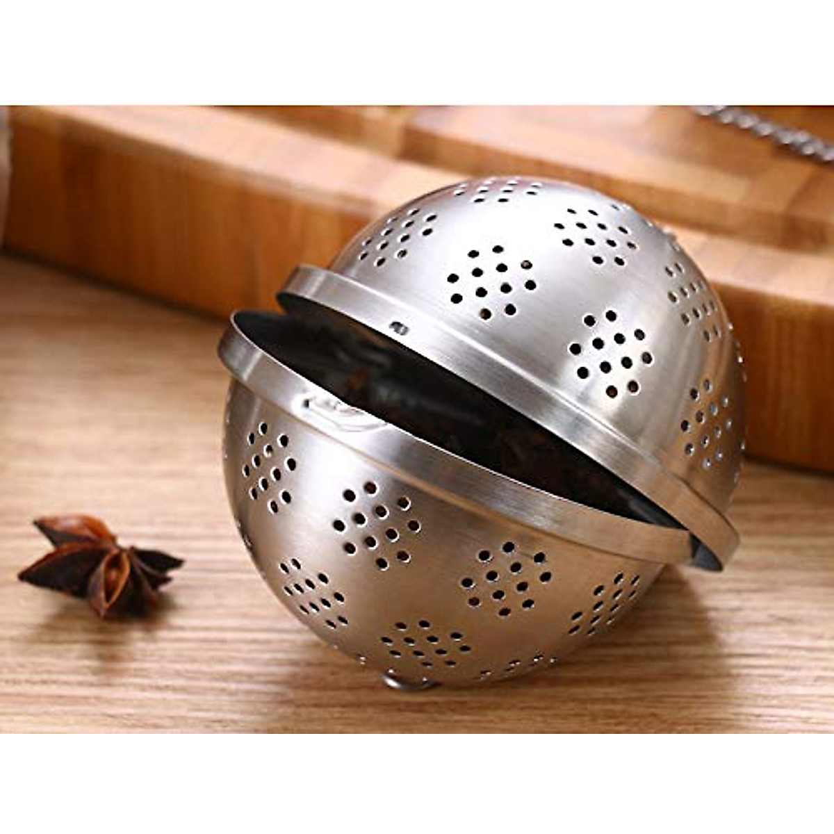 Spice Ball Extra Large For Cooking, Seasoning Ball, Spice Infuser, Tea Ball Filter, With Extended Chain Hook For Enhancing Soups, Stews, Cider, Wine, And Especially Brewing Large Quantities Of Tea