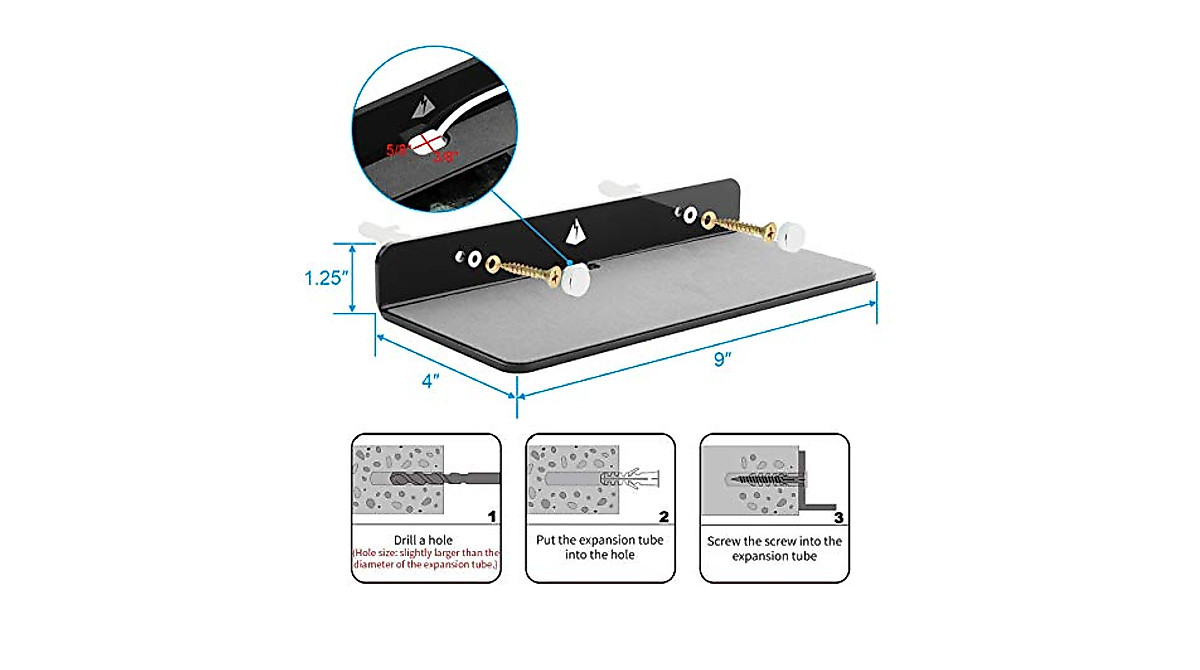 Wall Shelf Speaker Stand | TXEsign 9-Inch Floating Acrylic Shelf