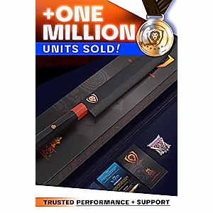 Dalstrong Ronin Series Japanese AUS-10V Damascus Steel Yanagiba Sushi Kitchen Knife with Red & Black G10 Handle, 10.5 Inches, Sheath Included