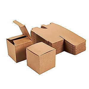 Premium Kraft Gift Boxes 50 Pack 3 x 3 x 3 inches Brown Paper Gift Boxes with Lids for Gifts, Cupcake Boxes and Crafting, Easy Assemble Boxes