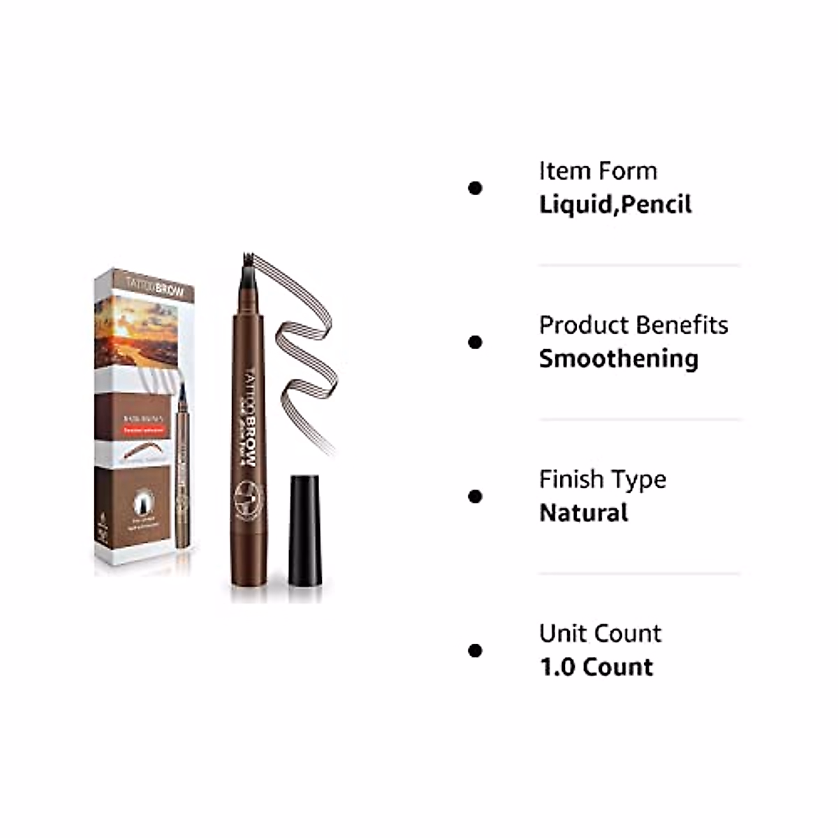 4 Point Eyebrow Pencil Dark Brown Waterproof Tint Makeup Pen Creates Natural Looking Brows and Stays on 24H