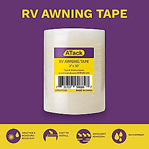 ATack RV Awning Repair Tape, 3" x 30 Foot, Waterproof Rip Stop Patch and Tent Repair Tape for Vinyl, RV punctures, Camper, Awning, Canopy, Tents, Tarpaulin and Greenhouse