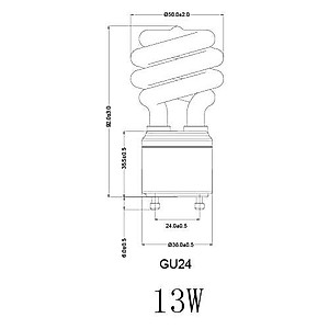 KOR Pack of 4 – 13 Watt Mini Spiral – GU24 Twist and Lock Base. Self-Ballasted CFL, 2pin Fluorescent Bulb, Neutral White 3500K (60 Watt Equivalent)