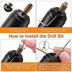 Electric Resin Drill Set, Midvalley Pin Vise Electrical Mini Hand Drill Kit with 10Pcs Twist Drill Bits (0.8-1.2 mm) Tool, for Resin Craft, DIY Jewelry Making Keychains, Pendant, Plastic Wood.