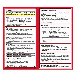 TYLENOL CAPSULE EXTRA STRENGTH 500mg - 100 Ct, Pack of 2