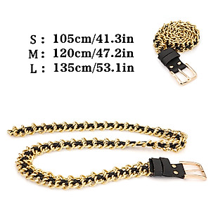 YeeHeen Leather Chain Belts Womens Metal Waist Belts Adjustable Waist Chain for Dress Plus Size 135CM Gold