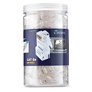 Everest Cat5e RJ45 Pass Through Connector 200-Pack - EZ Cat 5e Pass Through RJ45 Connectors - Cat 5e Connectors - Ethernet Connector, Ethernet Plug - for Solid or Stranded UTP Network Cable