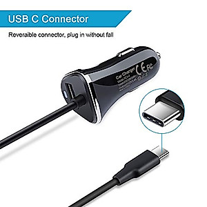 USB Type C Car Charger,Quick Charge 3.4A USB Car Adapter with 3ft Type C Charging Cable for Samsung Galaxy S23 Ultra S22 S21 S20 A10e A20 A50 A51 A52 A70 S10 S9 S8 Plus,Note 20/10,LG G8 G7 V40 V35 V60